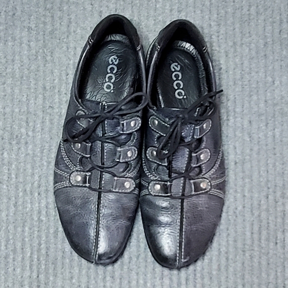 Ecco | Shoes | Ecco Black Leather Sneaker Walking Shoes Eu 37 | Poshmark